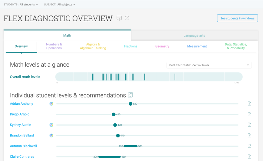 IXL - How can I use the Flex Diagnostic Overview?