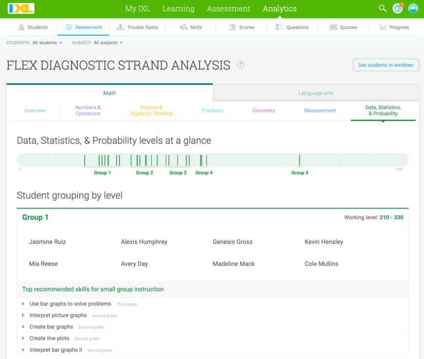 IXL - How can I use the Flex Diagnostic Strand Analysis?