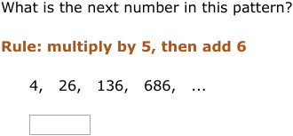 IXL - Use a rule to complete a number sequence (Grade 5 maths practice)