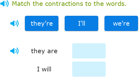 IXL - Match the contractions (Grade 1 English practice)