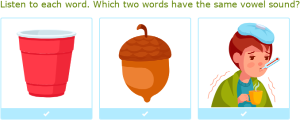 IXL - Which two words have the same vowel sound? (Grade 1 English practice)