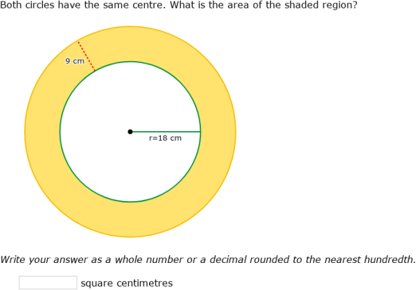 IXL - Area between two circles (Grade 6 maths practice)