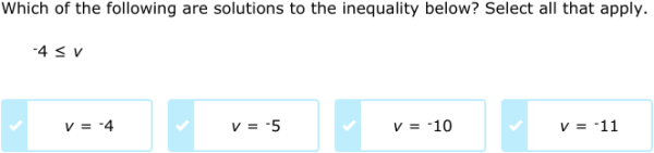 IXL - Solutions to inequalities (Grade 7 maths practice)