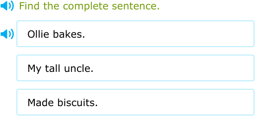 IXL - Find the complete sentences (Grade 1 English practice)