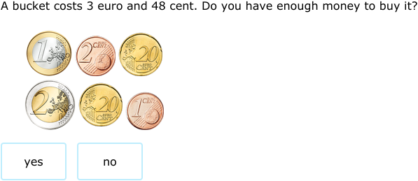 IXL - Purchases - do you have enough money - up to €5 (Grade 2 maths ...