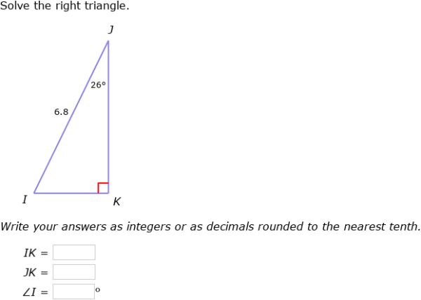 IXL - Solve a right triangle (Grade 11 maths practice)