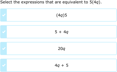 IXL - Identify equivalent expressions (Grade 6 maths practice)