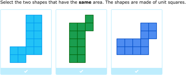 IXL - Select two figures with the same area (Grade 4 maths practice)