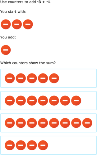 IXL - Add integers using counters (Grade 6 maths practice)