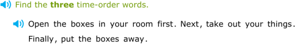 IXL - Identify time-order words (Grade 1 English practice)