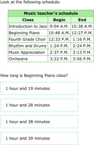 IXL - Schedules and timelines - 12-hour time (Grade 5 maths practice)