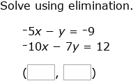 IXL - Solve simultaneous equations using elimination (Grade 10 maths ...