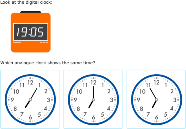 IXL - Match analogue and digital clocks (Grade 3 maths practice)