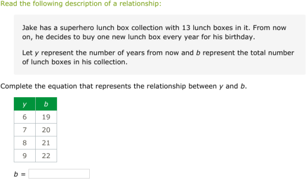 IXL - Write a two-variable equation (Grade 4 maths practice)