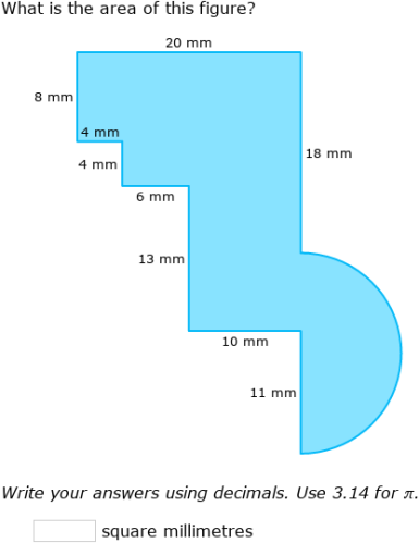 IXL - Area of compound figures with triangles, semicircles and quarter circles (Grade 7 maths ...