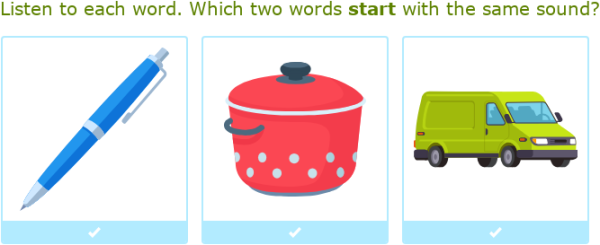 IXL - Which two words start with the same sound? (Grade 1 English practice)