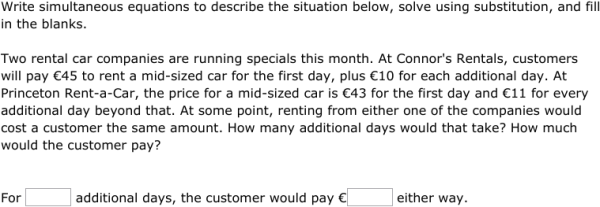 Ixl Solve Simultaneous Equations Using Substitution Word Problems