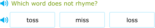 IXL - Which word does not rhyme? (Kindergarten English practice)