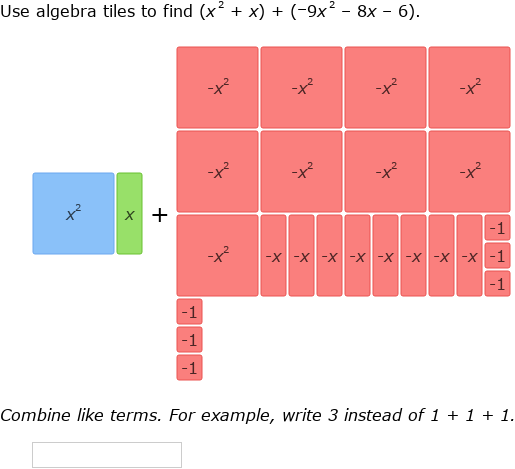 IXL - Add and subtract polynomials using algebra tiles (Grade 10 maths ...