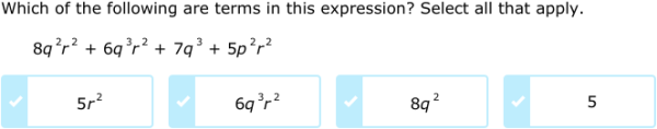 IXL - Identify terms and coefficients (Grade 8 maths practice)