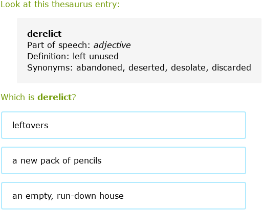 IXL - Use thesaurus entries (Grade 7 English practice)