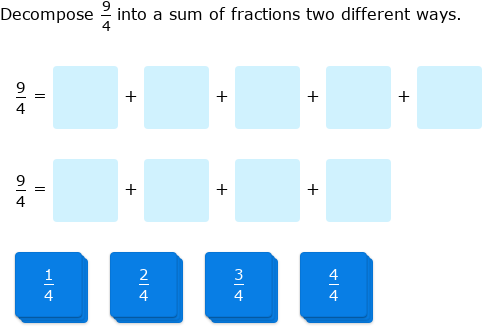 IXL - Decompose fractions multiple ways (Grade 4 maths practice)