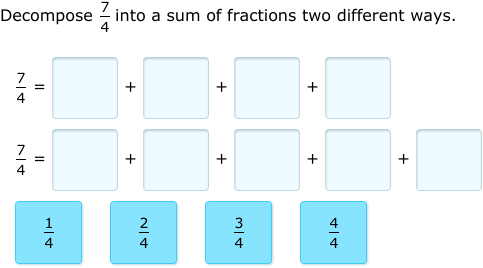 IXL - Decompose fractions multiple ways (Grade 4 maths practice)