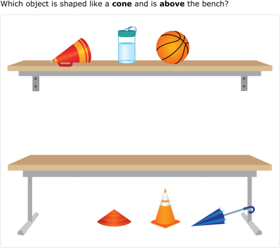 IXL - Above and below - find solid figures (Kindergarten maths practice)