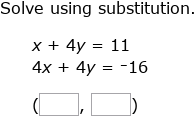 IXL - Solve simultaneous equations using substitution (Grade 10 maths ...