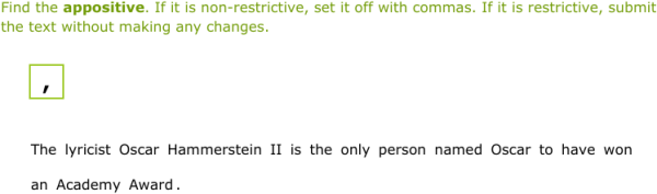 IXL - Commas with non-restrictive elements (Grade 9 English practice)