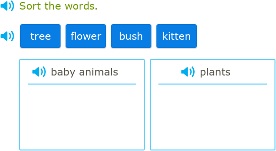 IXL - Sort words into categories (Grade 1 English practice)