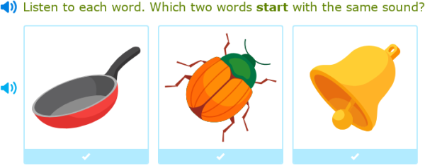 IXL - Which two words start with the same sound? (Kindergarten English ...