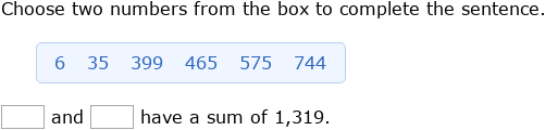 IXL - Choose numbers with a particular sum (Grade 4 maths practice)