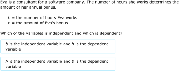 IXL - Identify independent and dependent variables (Grade 6 maths practice)