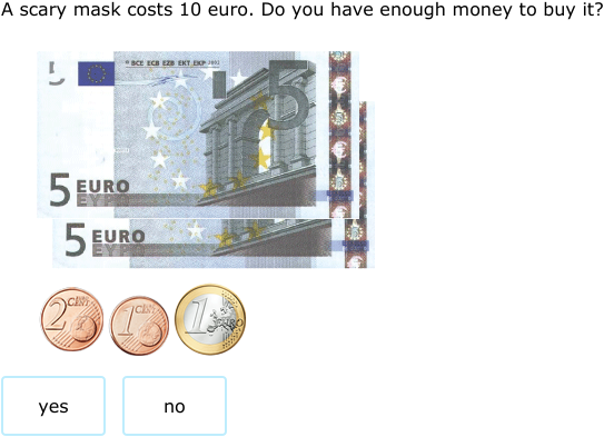 IXL - Purchases - do you have enough money - up to €10 (Grade 3 maths ...