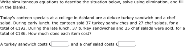 IXL - Solve simultaneous equations using elimination: word problems ...