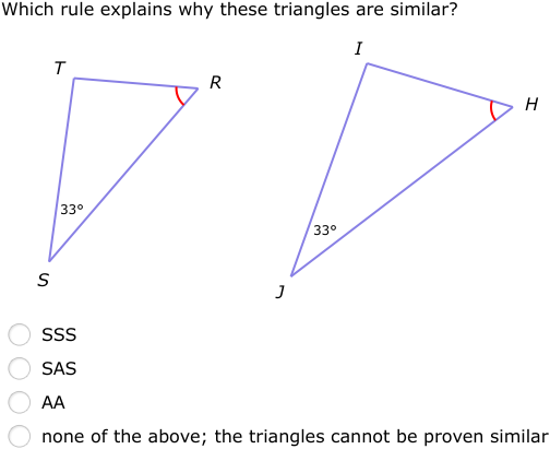 IXL - Similarity rules for triangles (Grade 10 maths practice)