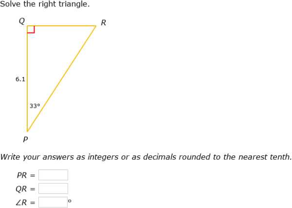 IXL - Solve a right triangle (Grade 9 maths practice)