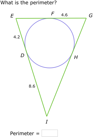 IXL - Perimeter of polygons with an inscribed circle (Grade 11 maths practice)