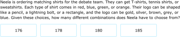 IXL - Combinations (Grade 6 maths practice)