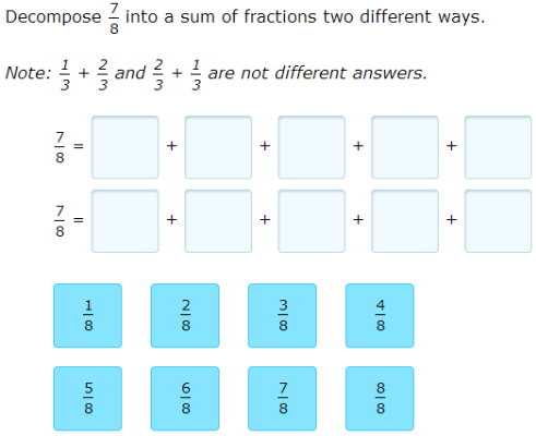 IXL - Decompose fractions multiple ways (Grade 4 maths practice)